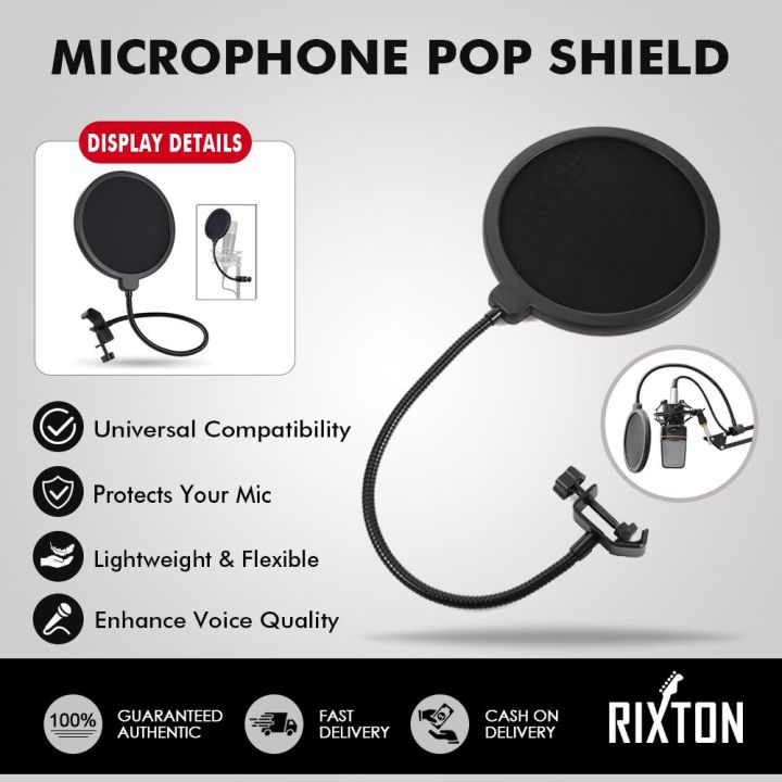 Professional Microphone Pop Filter Shield Dual Layered Wind Pop Screen ...