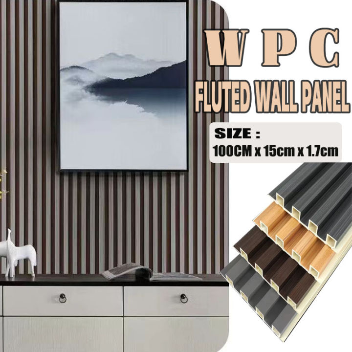 WPC Fluted Wall Panel Sticker Waterproof Grille Design Ecological Board ...