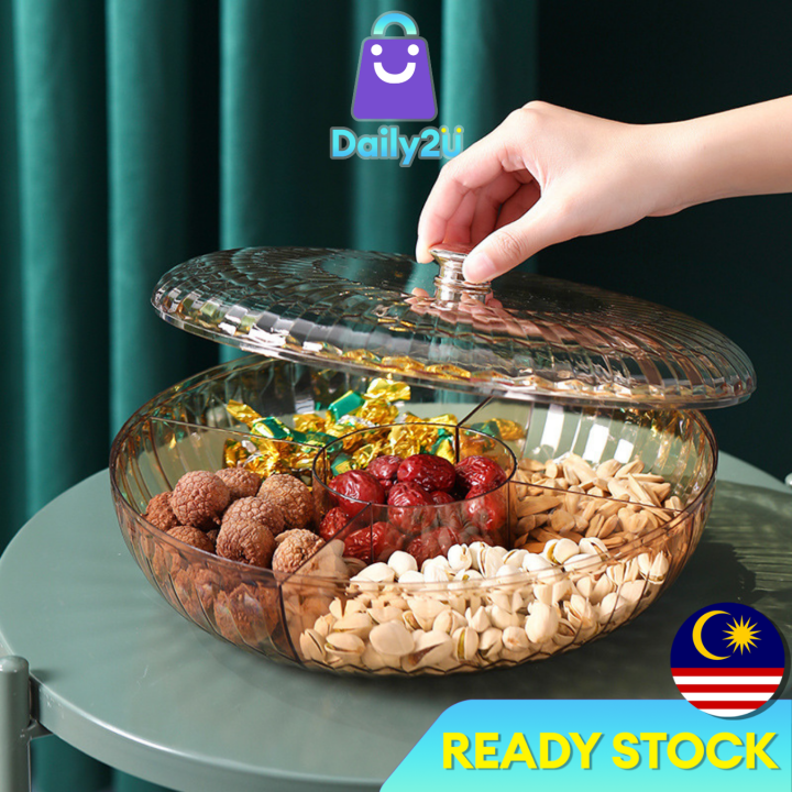 🐻DAILY2U🐻 5 in 1 Snack Food Storage Crystal Bowl With 5 Compartments ...