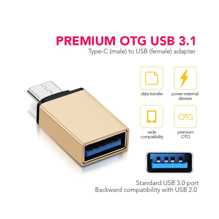 Premium OTG USB 3.1 Type C to USB Adapter Data Transfer Support Power ...