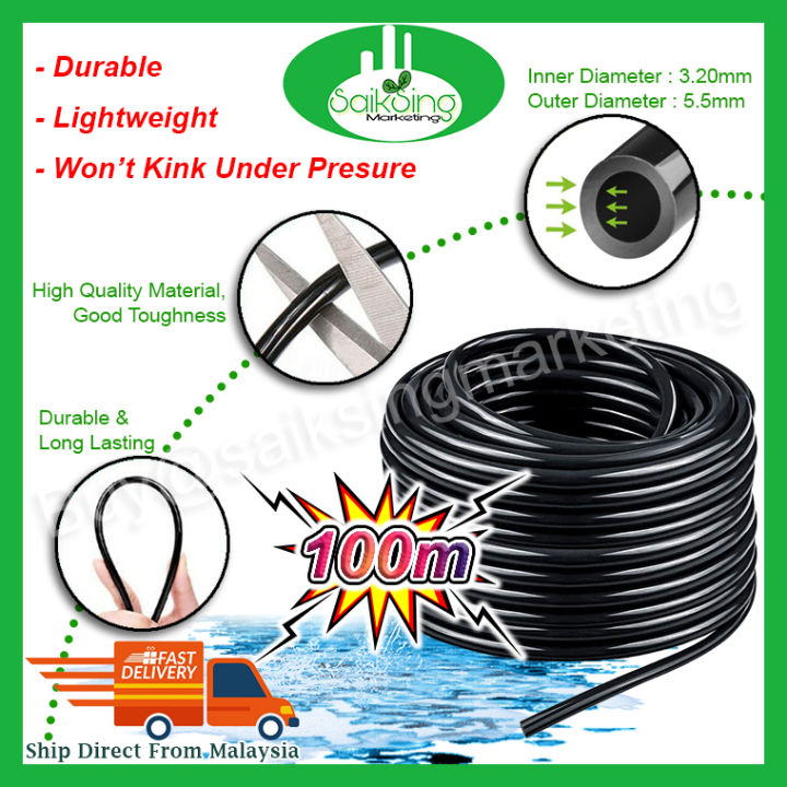 Saik Sing 3.2MM X 100M BLACK TUBING Fertigasi / Black Microtube / Micro ...