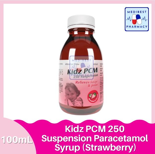 Kidz PCM 250 Suspension Paracetamol Syrup (Strawberry) -100mL | Lazada