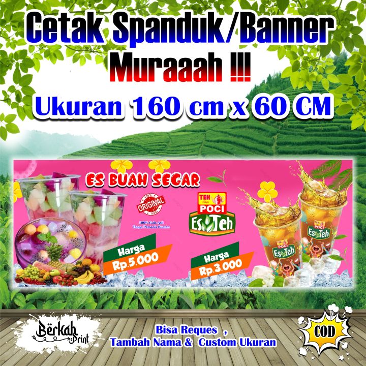 Spanduk Banner Es Buah & Es Teh Ukuran 160 cm x 6o cm | Lazada Indonesia