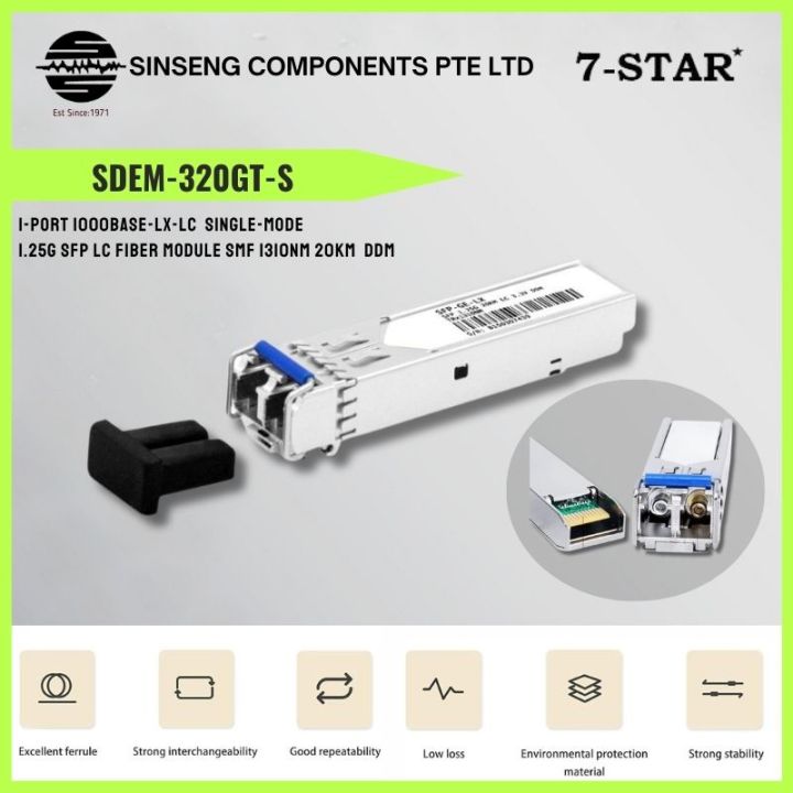 7-STAR* 1 Port 1000Base 1.25G LX SFP Singer Fiber Mode Transceiver 20KM 3.3V Power (Model:SDEM ...