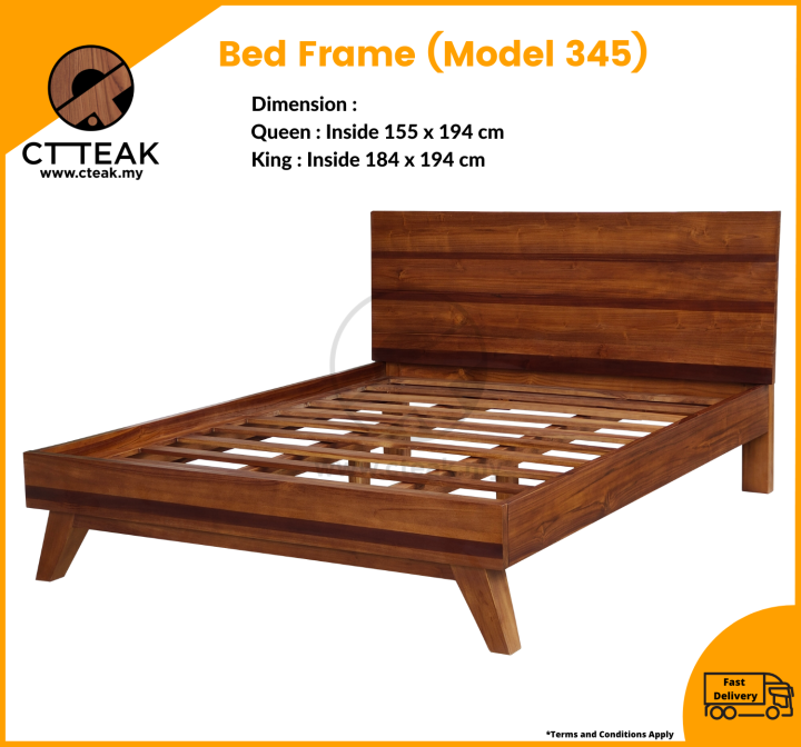 CT Teak Furniture Jati / Teak Wood Bed Frame (Model 345) ~ 100% Solid Teak Wood | Lazada