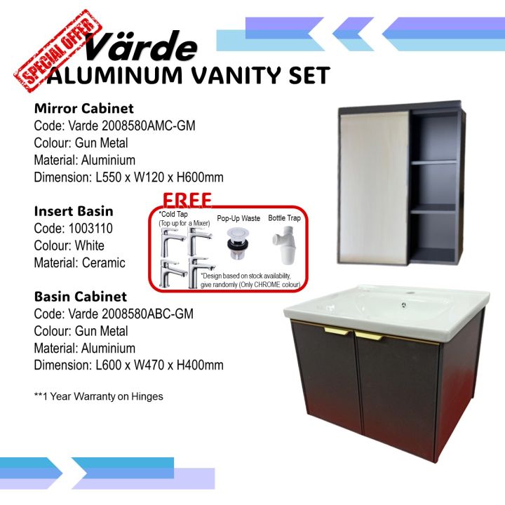 VARDE Basin Cabinet Set | Vanity Set | Bathroom Counter Storage | Gun ...