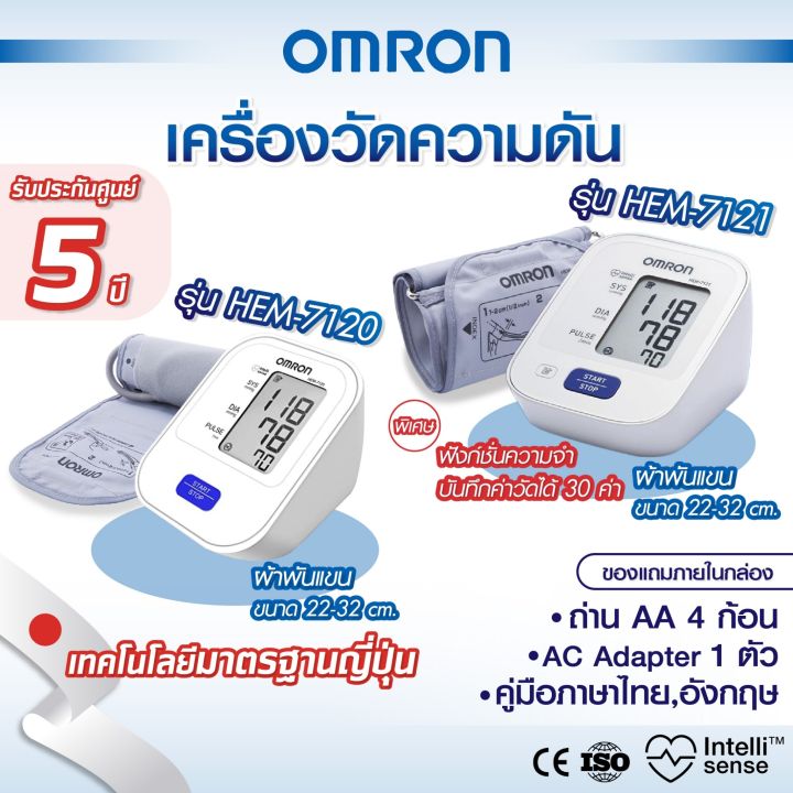 เครื่องวัดความดันต้นแขน OMRON รุ่น HEM-7120 / HEM-7121 แถมฟรี Adapter ...