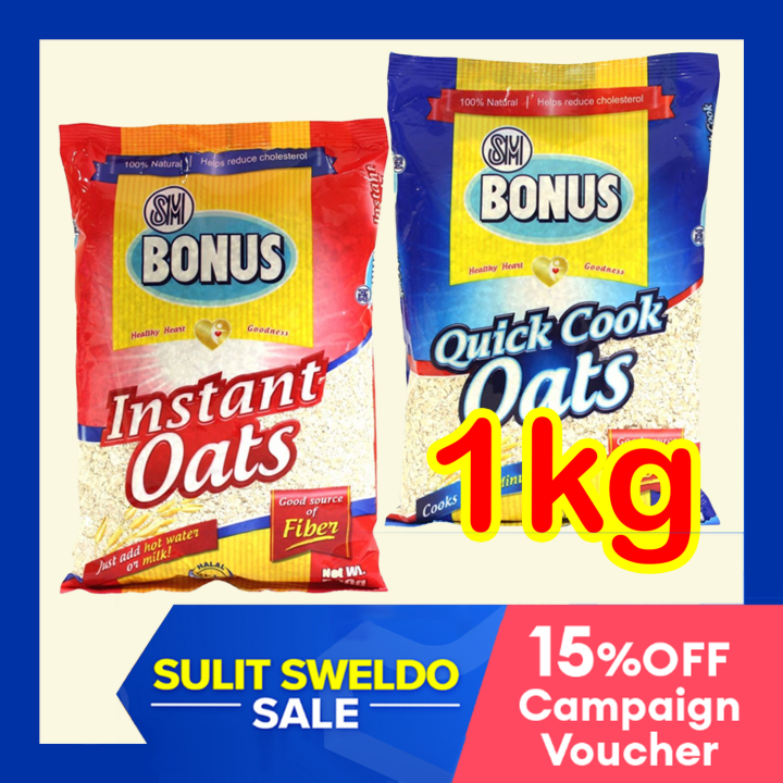 1kg SM Bonus ROLLED OATS Quick/Instant Oatmeal (2x 500g) Cereal Breakfast Nutritious Whole Grain ...