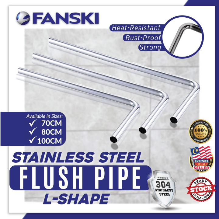 Stainless Steel L Shape Toilet Flush Pipe Elbow Piping Tube Flush Paip ...