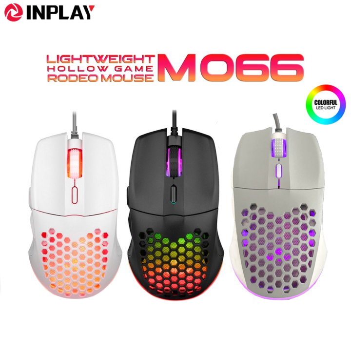 Inplay M066 Gaming Mouse Hollow Luminous Lightweight Mouse With RGB For ...