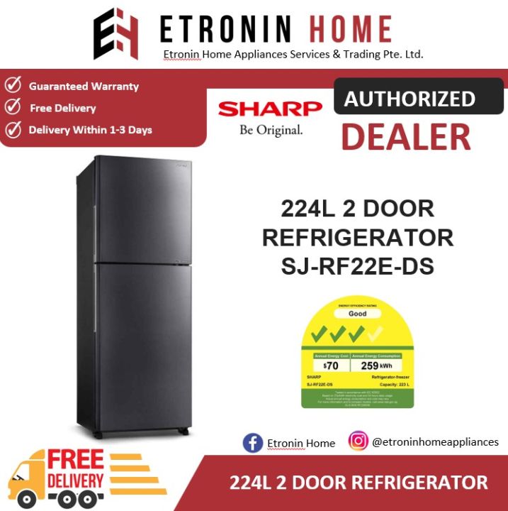 Sharp 224L 2 Door Refrigerator SJ-RF22E-DS | Lazada Singapore