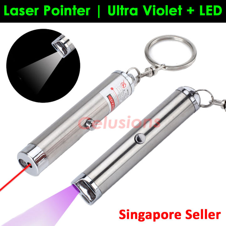 【SG Seller】 ️Laser Pointer UV Ultra Violet Red Pen Key Chain LED Light ...