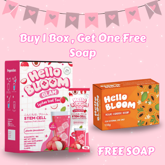 1 BOX Lychee Iced Tea Stem Cell Production Beauty Drink - Glam by Hello Bloom + Kojic Classic ...