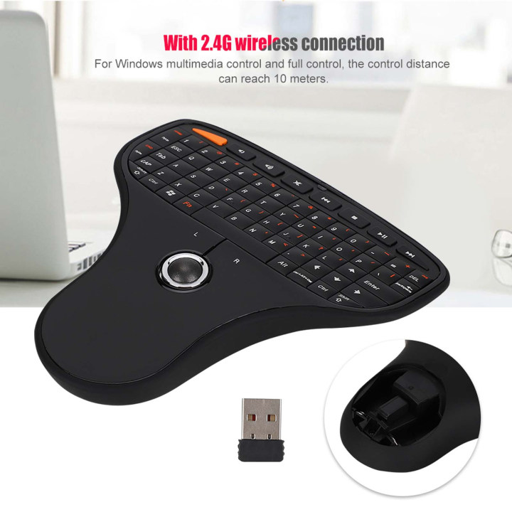 N5901 QWERTY Keyboard Trackball 2.4G Wireless Mini USB MultiMedia ...