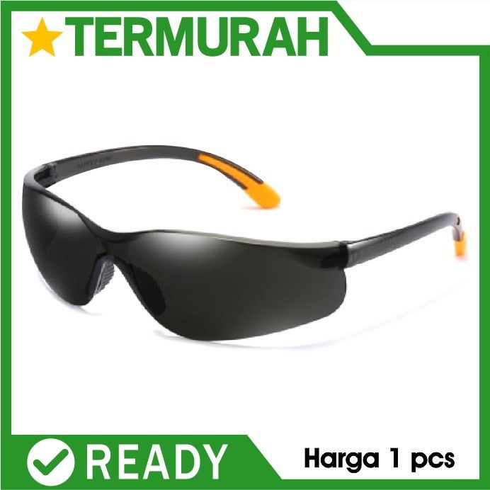 Kacamata HITAM Safety Gerinda Las Sporty Motor Anti UV Smoke Mirror | Lazada Indonesia