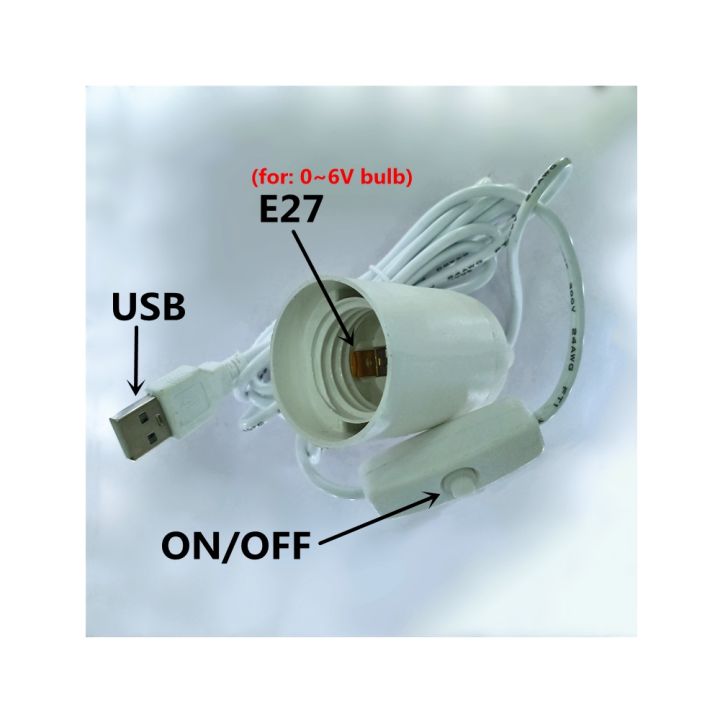 [HOT SHQQXOKNG HOT] Usb Turn E27 6V ฐานโคมไฟพร้อมสวิตช์ USB Connect ...