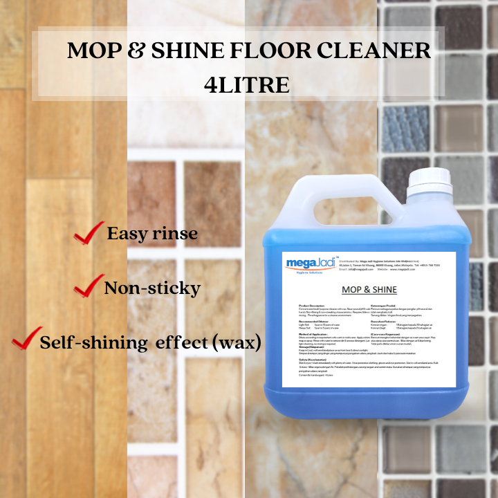 【4 Litre】Mop & Shine Floor Cleaner / Vinyl Floor Wax Cleaner /Sabun ...