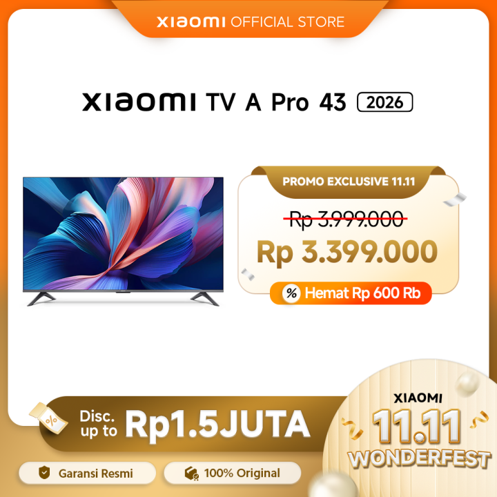 PROMO Xiaomi TV A Pro 43 2026 | Layar 4K QLED, MEMC, HDR10+, Filmmaker Mode | Frame sleek metal ...
