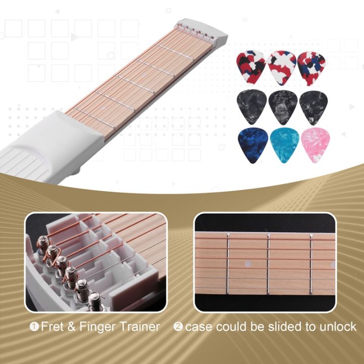Pocket Guitar Practice Neck, Guitar Trainer 6 Fret Portable Guitar ...