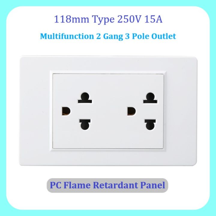 Type 118mm 2 gang wall socket outlet 6 hole Multifunction Socket Panel ...