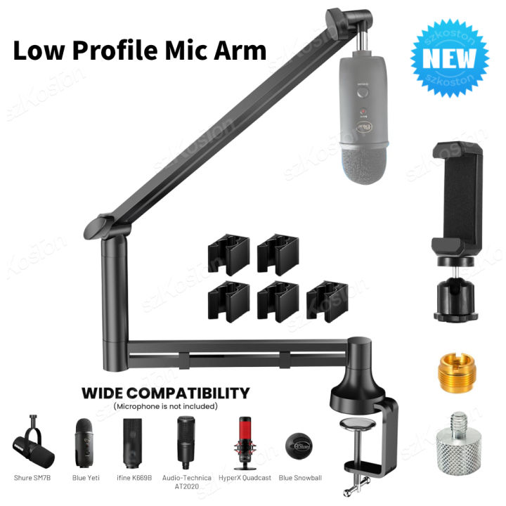 2025 Upgraded Microphone Boom Arm, Magnetic Cable Management Low ...
