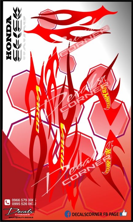 Honda Click V3 Flame Design Sticker | Lazada PH