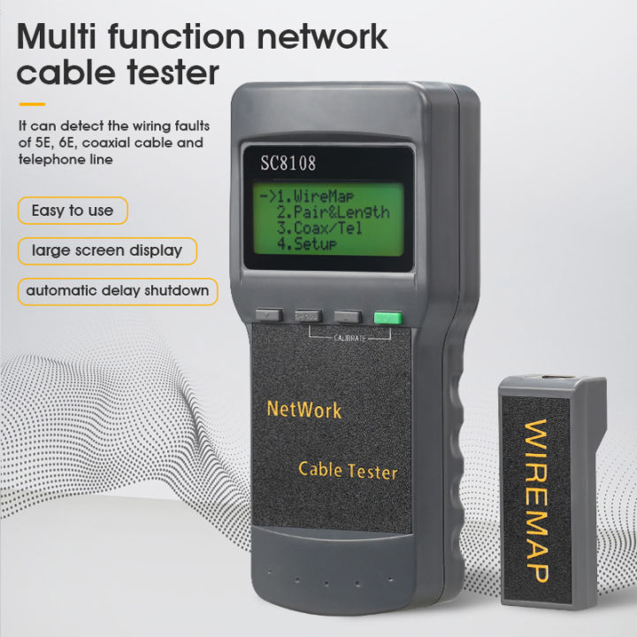 SC8108 Portable LCD Network Tester Meter&LAN Phone Cable Tester & Meter ...