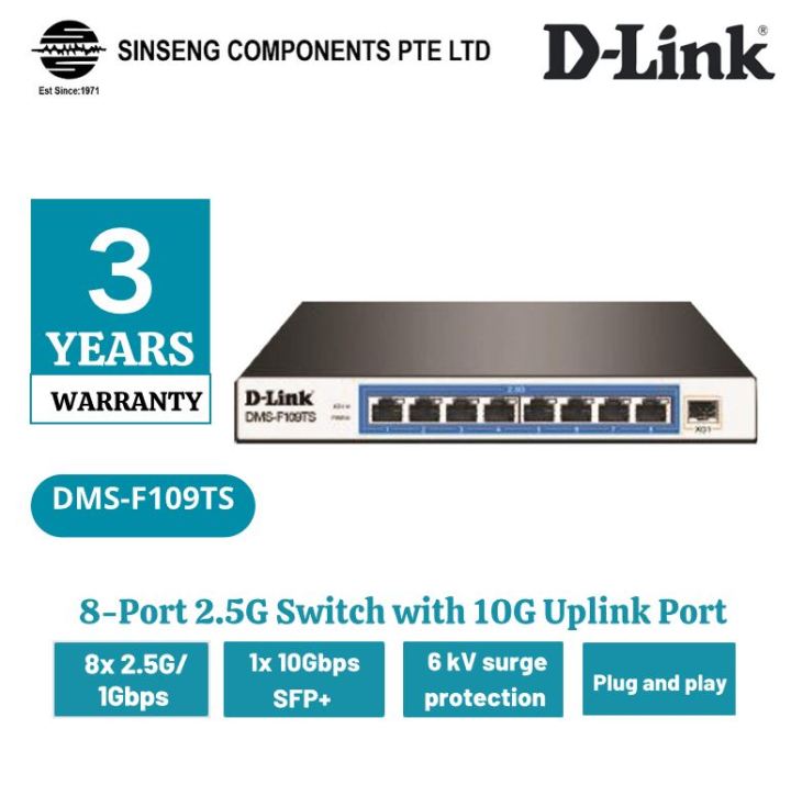 D-LINK 8-Port 2.5G Ethernet Switch with 10G Uplink Port - DMS-F109TS ...