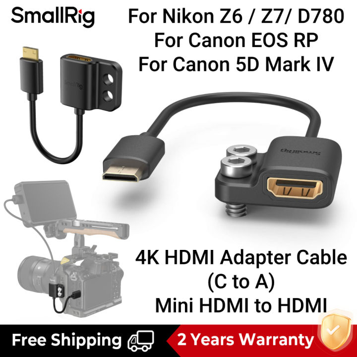 SMALLRIG Ultra Slim HDMI Adapter Cable 4K Mini HDMI Cable to HDMI ...