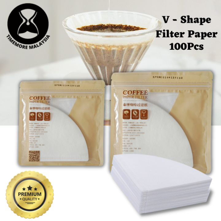 TIMEMORE - 100pcs V Shape Filter paper Pour over filter paper V60 ...