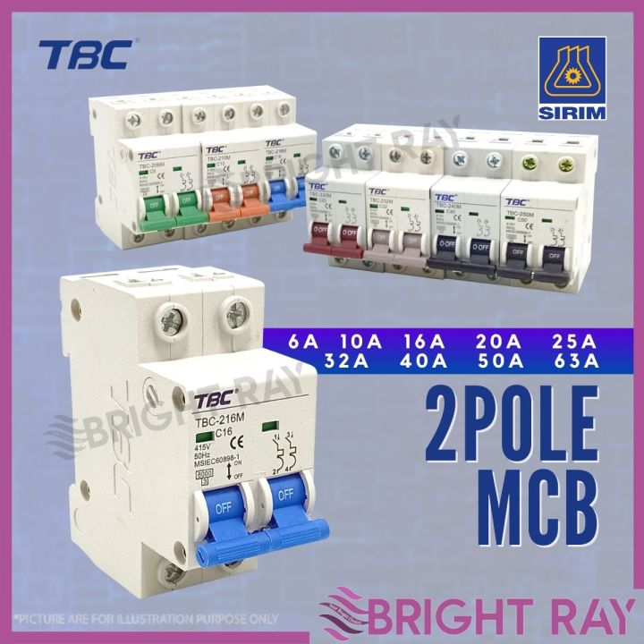 [SIRIM] TBC 2 POLE MCB Double Pole Miniature Circuit Breaker MCB DIN ...
