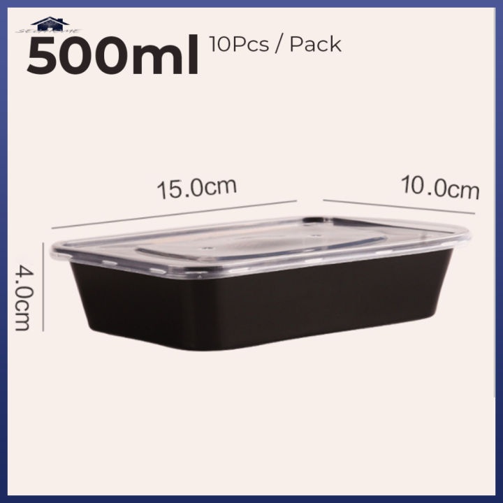 500ml 20oz Microwaveable Food Grade Rectangular Container Black Body ...