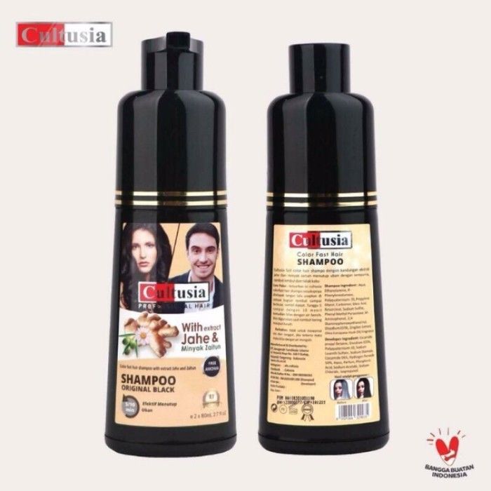 Shampo Black Cultusia Penghitam Uban Rambut Semir Rambut Extract Jahe ...