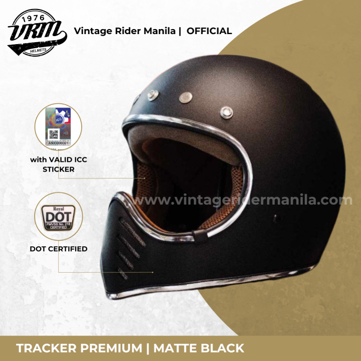 VRM 1976 Tracker Premium Matte Black Full Face Helmet | Lazada PH