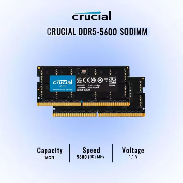 Crucial RAM DDR5 5600MHz 48GB 32GB 24GB 16GB SODIMM Laptop Memory ...
