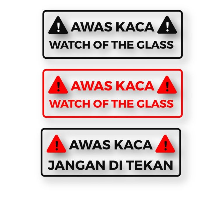 Stiker Adhesive Awas Kaca Transparan untuk Etalase Kaca - Warna Hitam ...