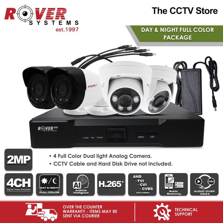 Rover 4CH DVR + 4units 2MP Full Color 24/7Day and Night Dual Light CCTV ...