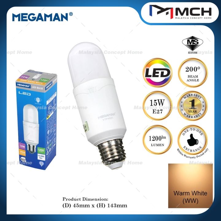 MEGAMAN 10W/15W E27 LED STICK BULB | Lazada