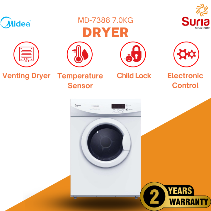 Midea 7kg Vented Dryer Pengering Pakaian 烘干机 MD-7388 MD-100A70 with ...