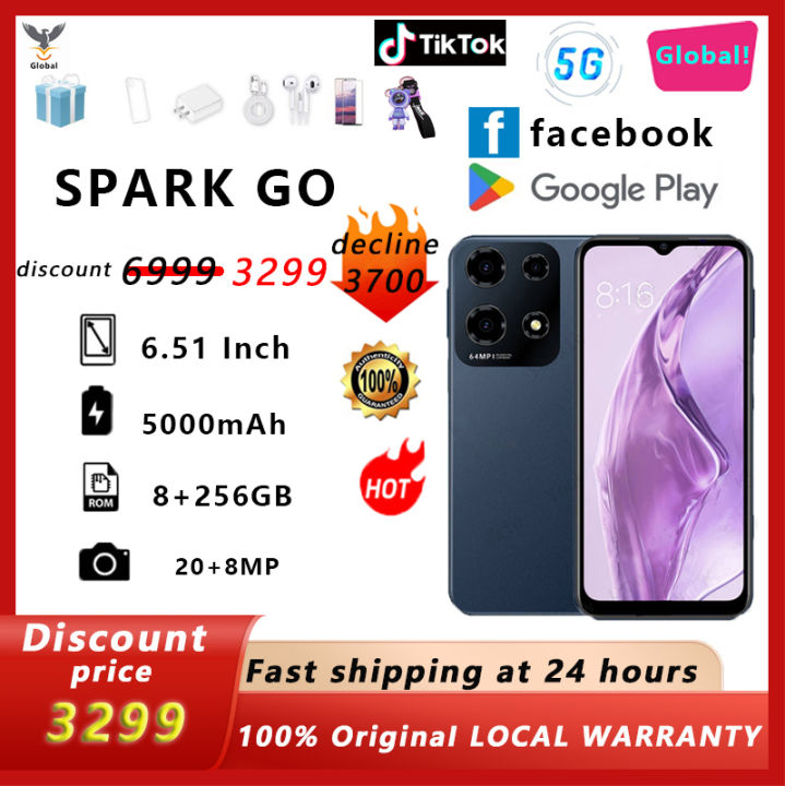 Spark Go Original cellphone 2024 5g smart cellphone - ( 8GB + 256GB ...