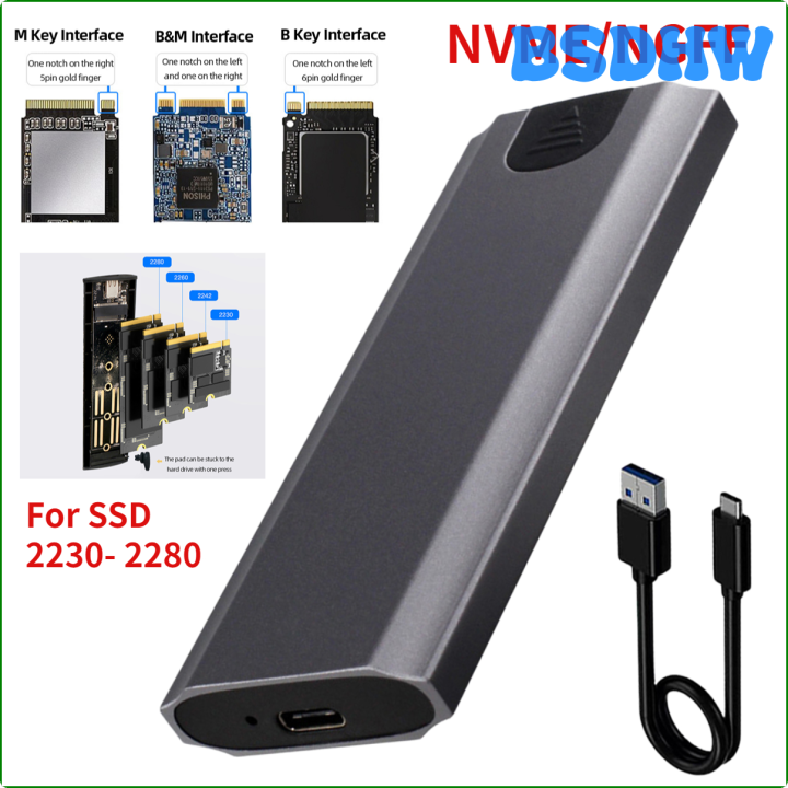 BSDHW M2 SSD Case NVME/SATA Dual Protocol M.2 to USB Type C 3.1 10gbps SSD Adapter for NVME PCIE ...