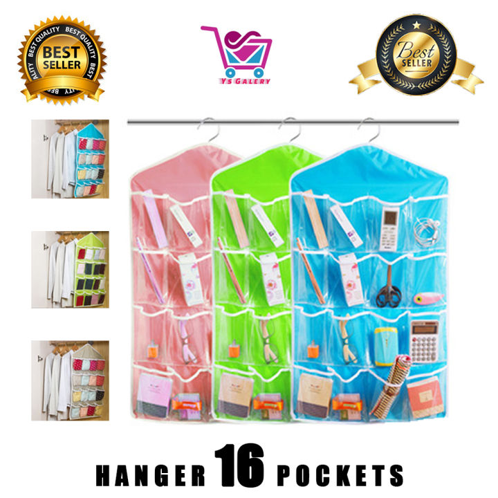 Storage pouch gantung 16 saku hanger lemari ysgalery | Lazada Indonesia