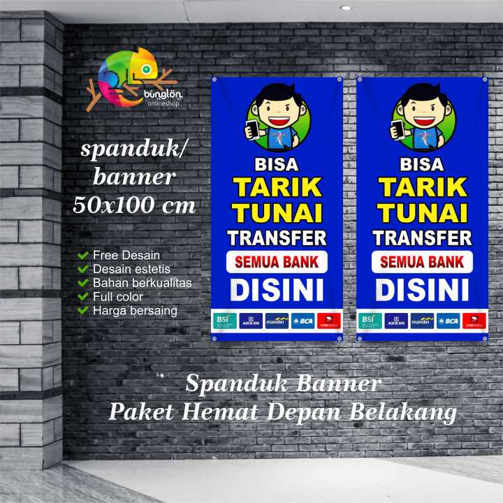 Spanduk Banner 50x100 Paket Depan Belakang Tarik Tunai Bank Custom ...