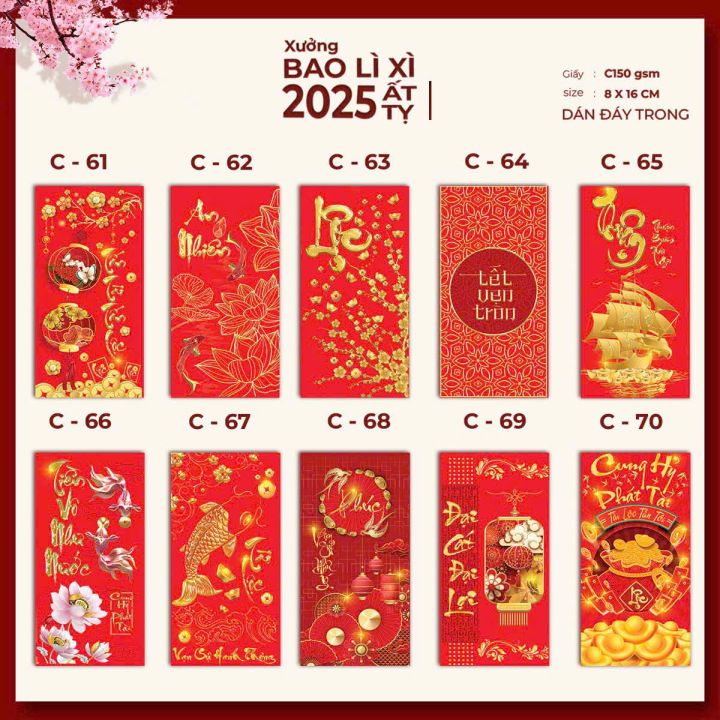 100 bao lì xì TẾT NHƯ Ý 2025, bao lì xì tết | Lazada.vn