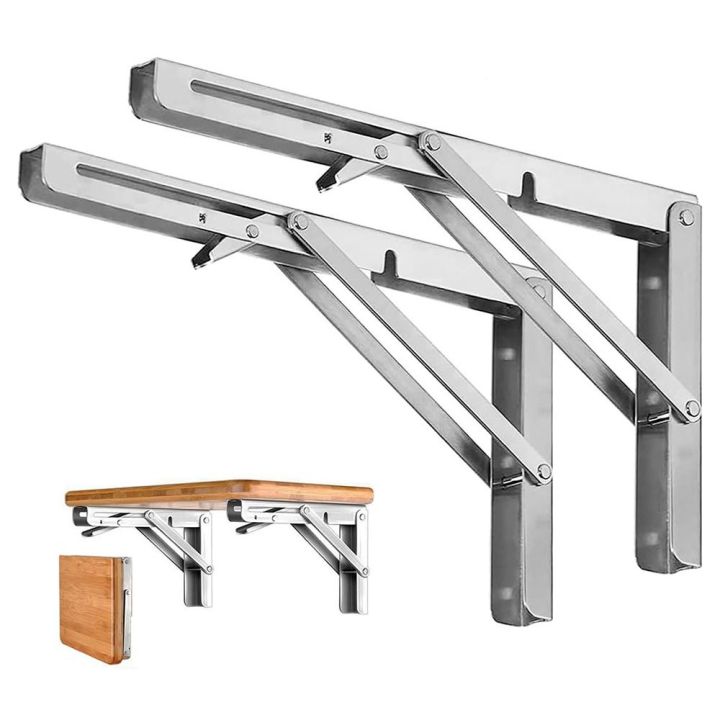 XHLXH 2 Pcs L Shape Folding Shelf Brackets Stainless Steel Heavy Duty ...