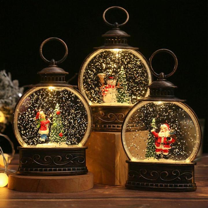 ＜822＞ขายร้อนคริสต์มาส Snow Globe Light-Up เครื่องประดับ LED Water Snow ...