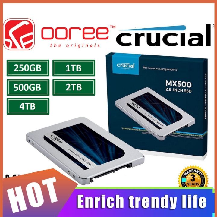 CRUCIAL MX500 SATA 2.5 7MM INTERNAL SSD (WITH 9.5MM ADAPTER) ACRONICS TRUE IMAGE - 250GB 500GB ...