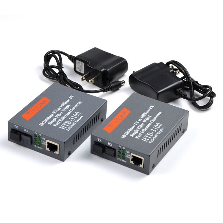 1Pair HTB-3100 Optical Fiber Media Converter Fiber Transceiver 10/100M ...