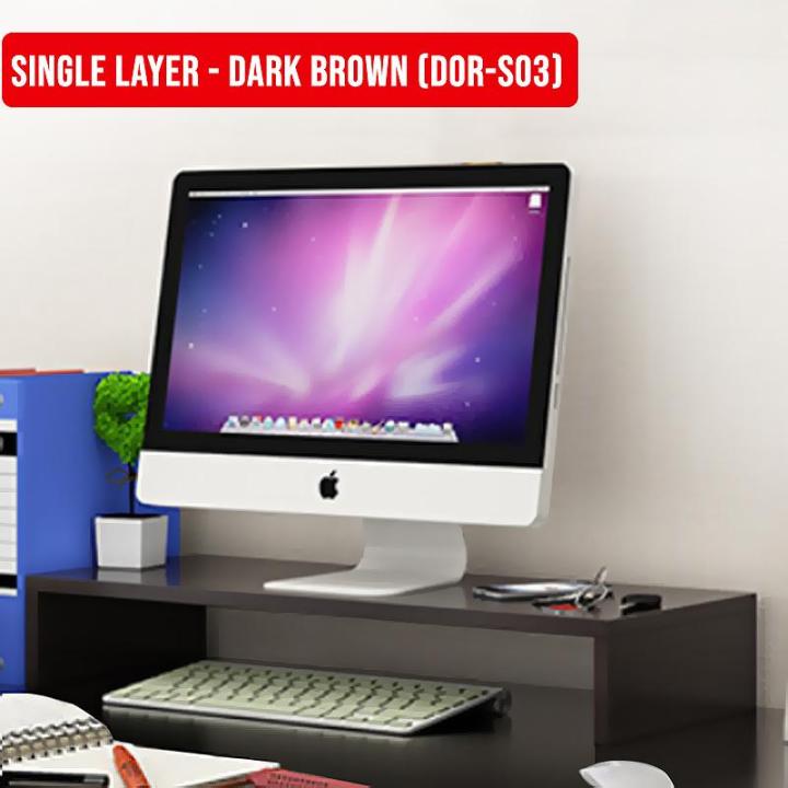 Wood Computer Monitor Stand Riser Desk Organizer for Home Office ...