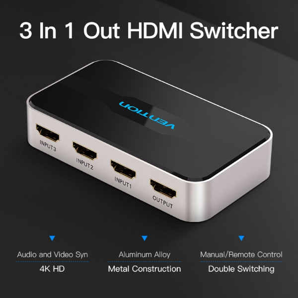 Vention HDMI Switcher 3 in 1 Output + Remote | Lazada Indonesia